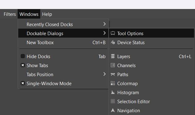 How To Get “tool Options” Back In Gimp