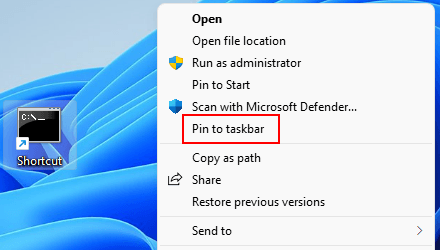 How to pin a batch file to Windows 10 or 11 taskbar or start menu