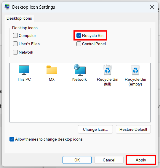 How to show or hide the Recycle Bin on Windows 11
